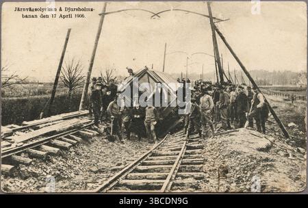 Railway accident at Djursholmsbanan on April 17, 1906. Just south of ...