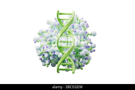 Biological DNA and organic protein structure, 3d rendering. 3D ...