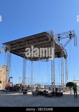 Budva, Montenegro - May 18, 2025: Transport trailer carrying folded ...