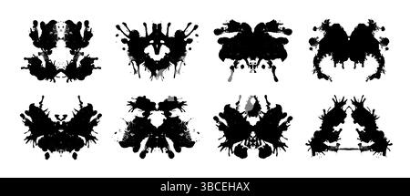 Rorschach inkblot test cards set - black symmetric abstract random ...
