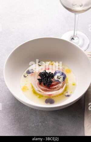 Raw fresh shrimp marinated in fish sauce and garlic served on metal ...