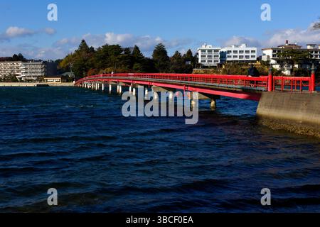 Fukura island with Fukuura bridge in the famous Matsushima Bay, Honshu ...