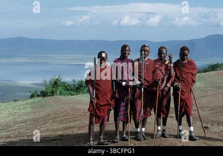 Masai tribesmen, Ngorongoro Conservation Era, Tanzania, Africa Stock ...