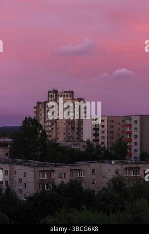 A high-rise panel house under construction with tower cranes Stock ...