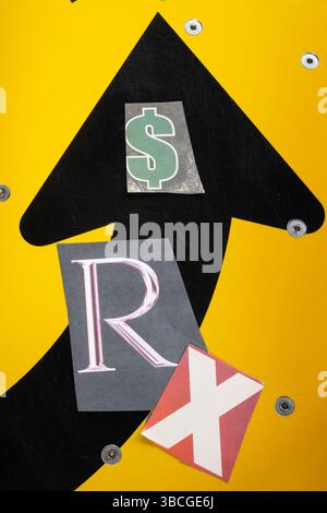 Still life in Ransom note style letters of Gen Z slang for a "Based Ad ...