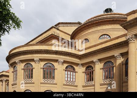 Exterior architectural details of Teatro Massimo opera house and it ...