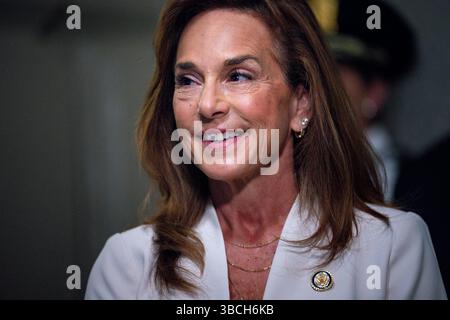 House Republican Conference Chair Lisa McClain (R-Mich.) arrives for a signing ceremony for a ...