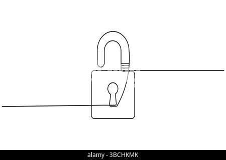 Lock icon minimalist style single line art isolated vector drawing ...