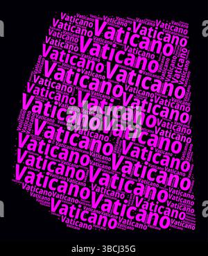 Vatican City regions map word cloud. Vatican City region names. Black ...
