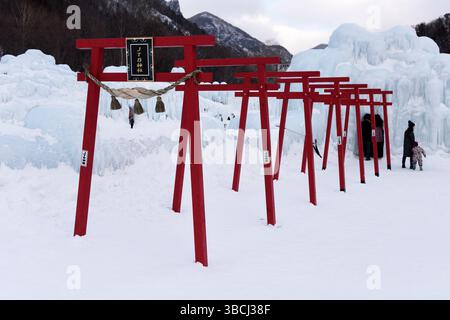 A torii at Sounkyo ice festival,Hokkaido,Japan,Asia Stock Photo - Alamy