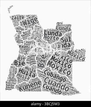 Angola map. Country poster with regions. Shape of Angola with country ...