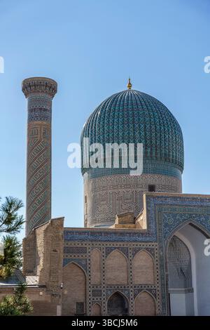 The iconic turquoise dome of Gur-e-Amir Mausoleum in Samarkand ...