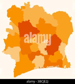 Cote d'Ivoire map. Just a simple border map. Shape of the country. Flat ...