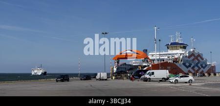 Virtsu, Estonia - 13 August, 2021: ferry unloading passengers and cars ...