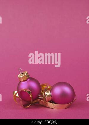 Image of christmas decorations with baubles and copy space on white ...