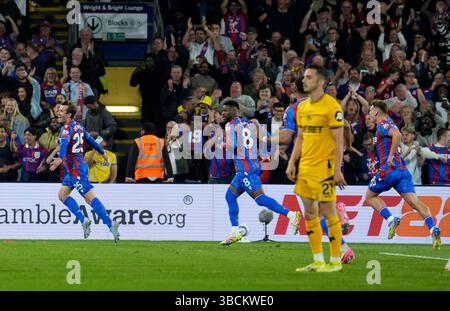 Crystal Palace's Ben Chilwell celebrates scoring their side's third ...