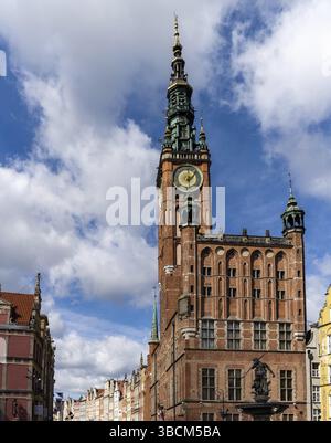 Danzig, Poland - 2 September, 2021: view of many brown house fronts ...