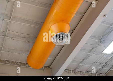 Interior building HVAC, mechanical systems, orange duct, ventilation ...