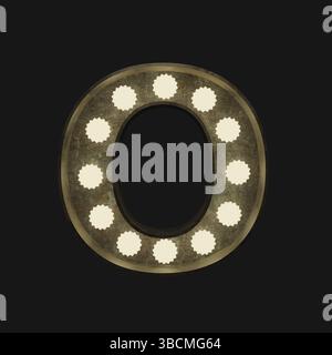 Metal letter L with small lamps on a dark background, 3d rendering ...