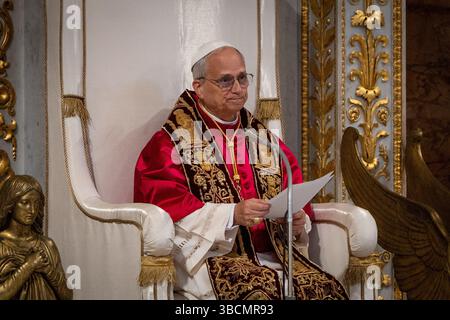 Pope Leo XIV delivers his speech during his Wednesday General Audience ...