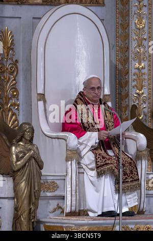 Pope Leo XIV during his visit at the Pontifical Lateran University in ...