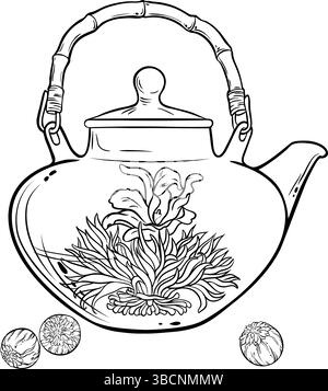 Flowering Tea isolated Outline Illustration Stock Vector Image & Art ...