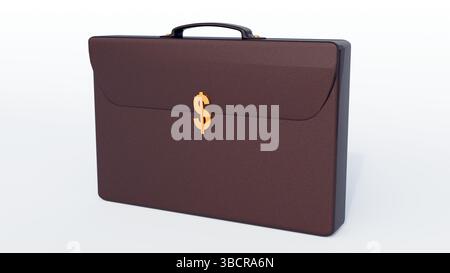 A 3d rendering of isolated, closed and rectangular briefcase ...