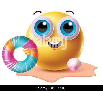 Hello summer emoji clipart design. Summer greeting text with cute emoji ...