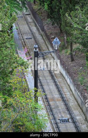 Funicular railway linking downtown Tbilisi with Mtatsminda Park ...