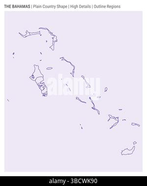 Bahamas plain country map. High Details. Solid Regions style. Shape of ...