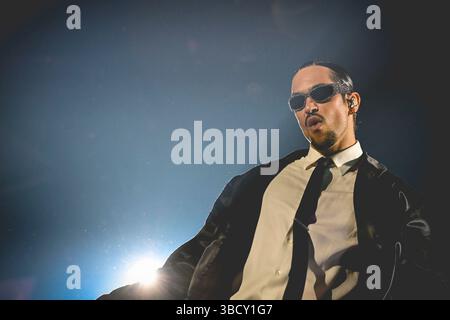 May 21, 2025, Napoli, Italy: Italian singer Mahmood performs live on ...