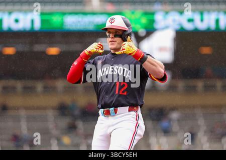 Minnesota Twins' Harrison Bader celebrates his two-run home run against ...