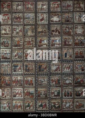 Zillis, village church of St Martin, Romanesque wooden ceiling with ...