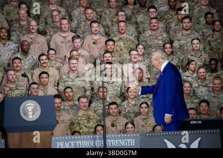 President Donald Trump points towards the media during a coronavirus ...