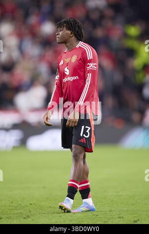 Patrick Dorgu of Manchester United during the Premier League match ...