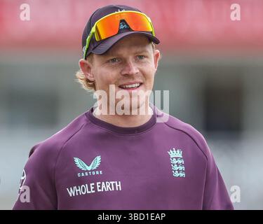 Ollie Pope of England full of smiles as he leaves the field with Joe ...