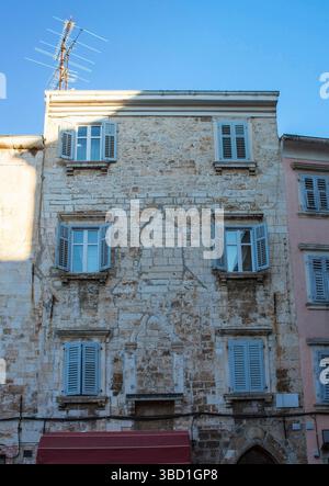 Historic facade in Trg Forum square, Pula, Croatia. With Gothic origins ...