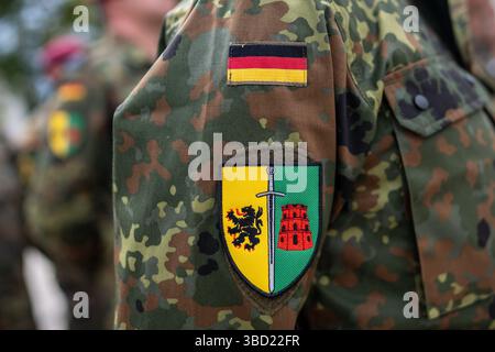 Vilnius, Lithuania. 22nd May, 2025. A Bundeswehr soldier stands with ...