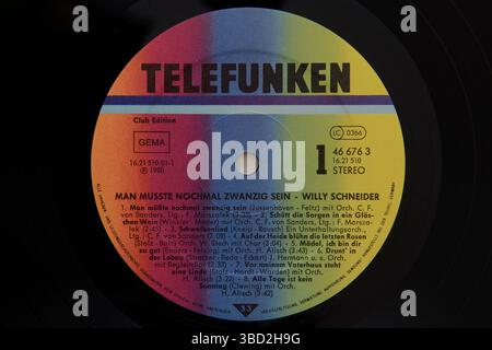 Vintage Record Label, Willy Schneider, Telefunken Records, German label ...