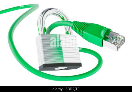 3D rendering of digital lock, concept of cybersecurity information ...