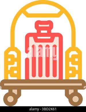 luggage cart hospitality hotel color icon vector illustration Stock ...