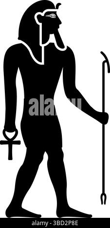 Pharaoh Egypt Tutankhamen King Tut contour outline line icon black ...