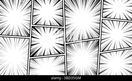Manga book page design. Cartoon or comic emphasis template. Radial ...