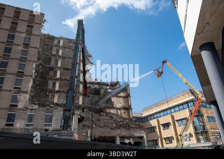 The Premier Inn being demolished with industrial diggers in Bristol ...