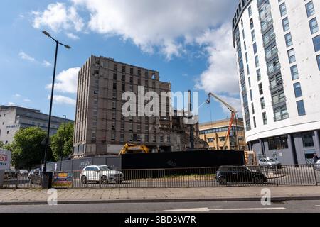 The Premier Inn being demolished with industrial diggers in Bristol ...