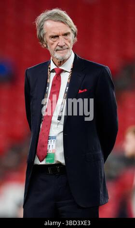 Manchester United co-owner Sir Jim Ratcliffe in the stands ahead of the ...