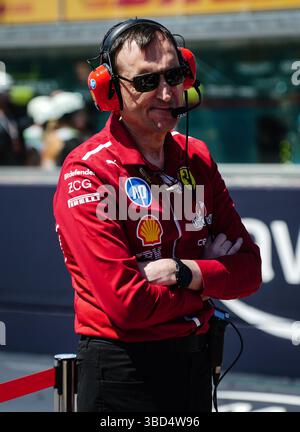 Riccardo Adami, race engineer of Ferrari's Lewis Hamilton, at the ...