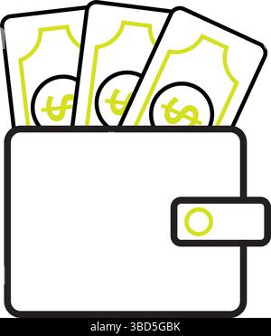Full wallet of cash icon outline vector. Payment stack. Paper safe ...