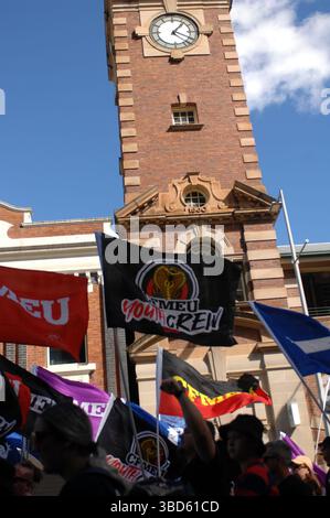 March by (CFMEU) members, protesting the LNP government’s cancellation ...