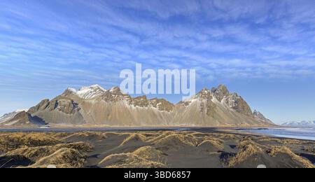 Vestrahorn / Vesturhorn, scree mountain made of gabbro and granophyre ...